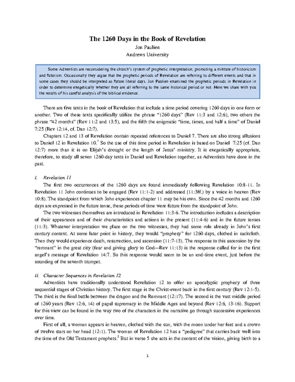 1260 Days in Revelation - The 1260 Days in the Book of Revelation Jon ...