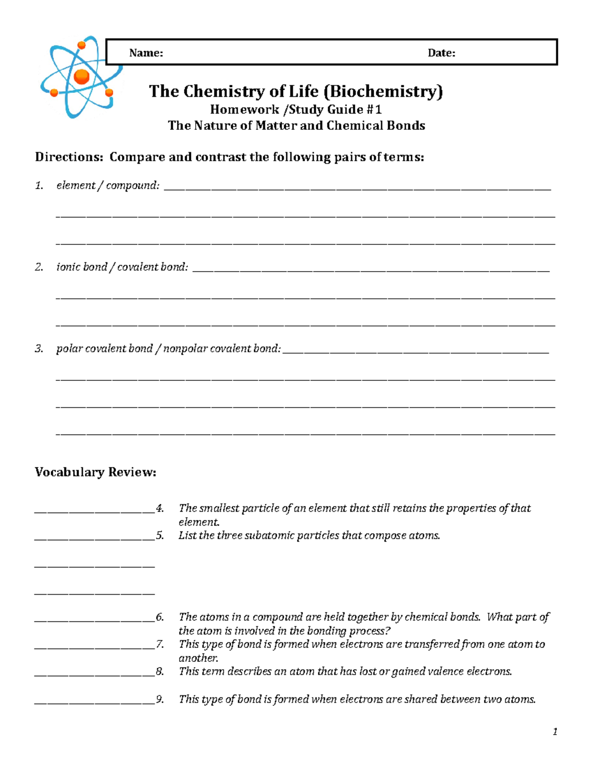 Tyler martin - HW1 - Math for practices - The Chemistry of Life ...