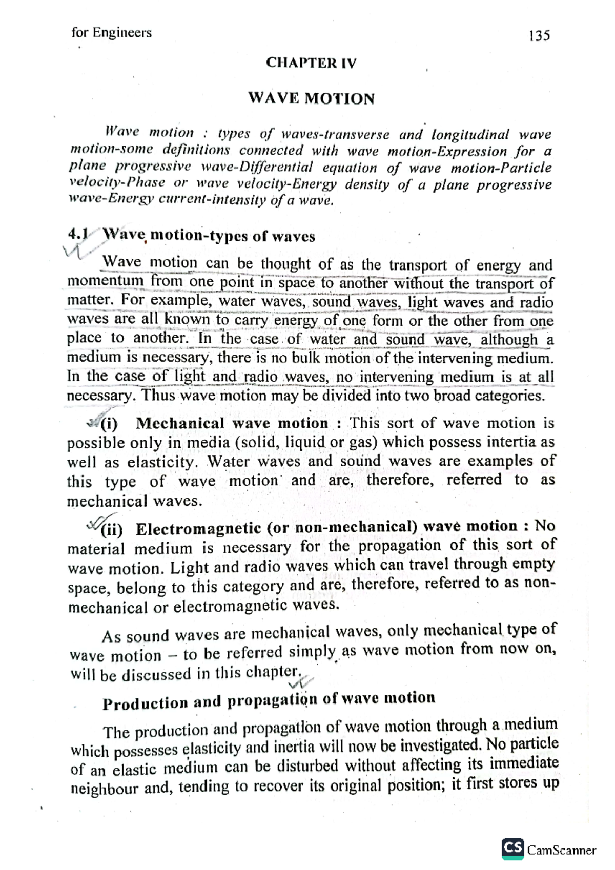 Wave Motion physics for engineer part-1 by giasuddin - for Engineers 135 CHAPTER IV WAVE MOTION ...