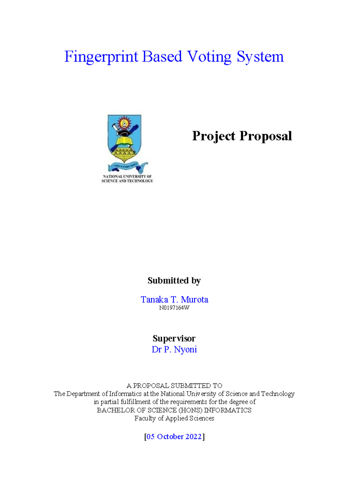 Project Proposal Fingerprint Voting - Fingerprint Based Voting System ...