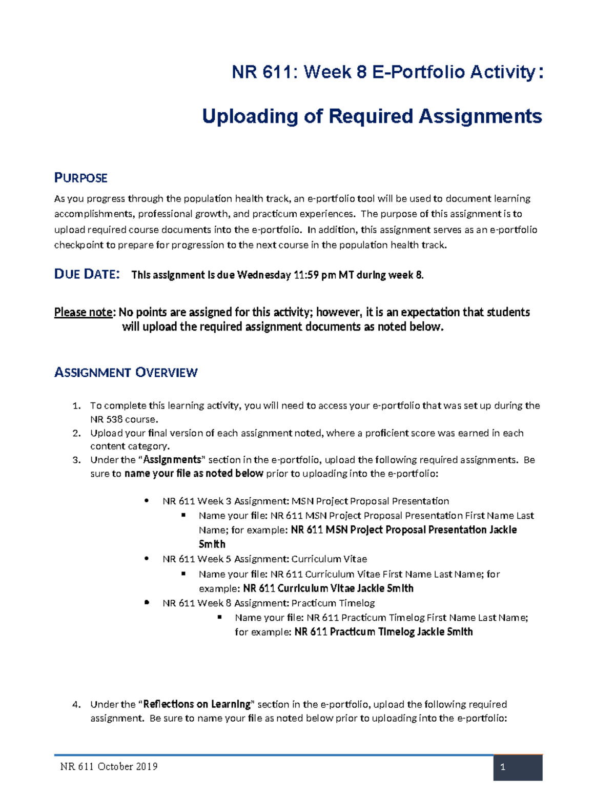 NR 611 E-Portfolio Week 8 Assignment - NR 611: Week 8 E-Portfolio Activity: Uploading of ...
