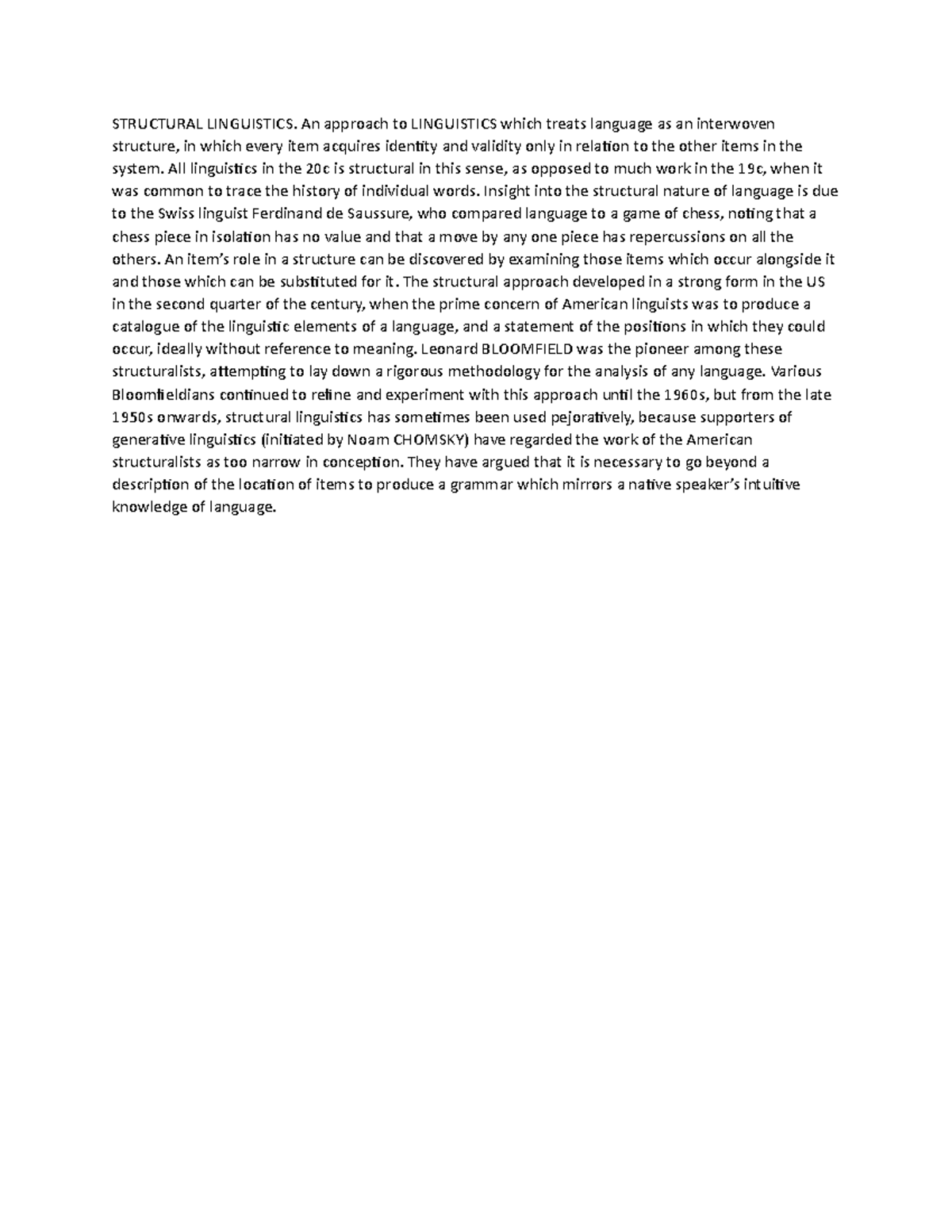 Structural linguistics - STRUCTURAL LINGUISTICS. An approach to ...