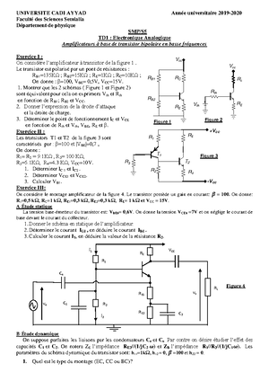 Chapitre 1 Amplificateurs à transistors en basses fréquences - Chapitre I : Amplificateurs à ...