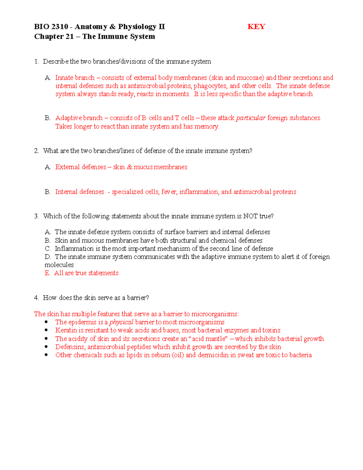 Exam Review Worksheet - Chapter 21 KEY - BIO 2310 - Anatomy ...