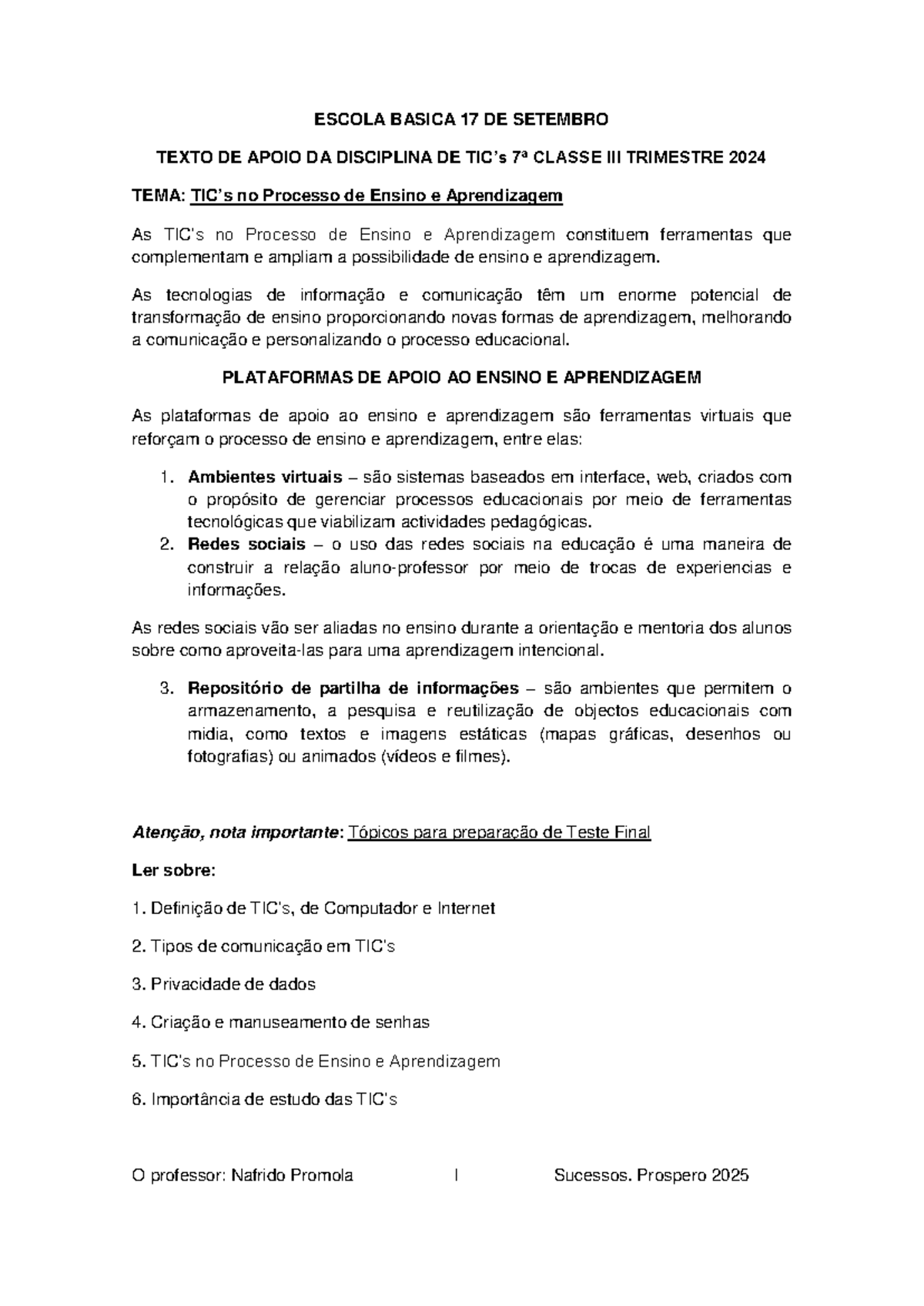 Texto de Apoio TIC 7 e 8 - TRABALHO - ESCOLA BASICA 17 DE SETEMBRO ...