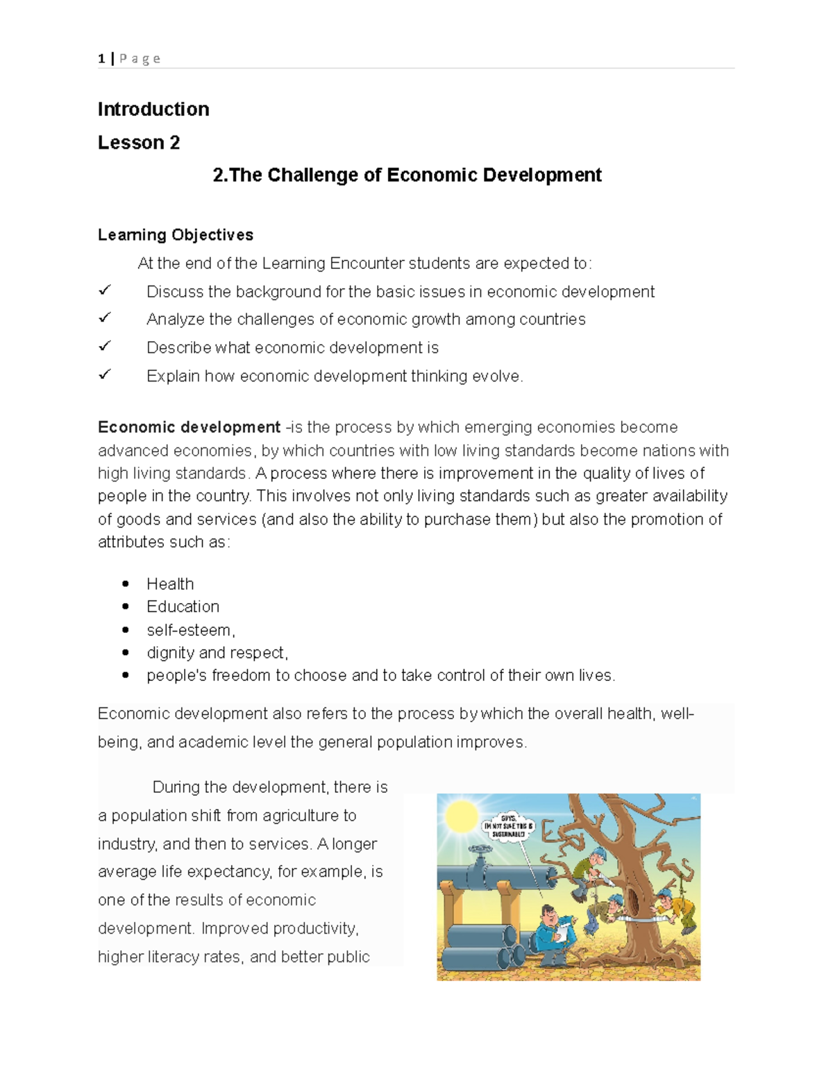 Eco dev chapter 2 and 3 - LECTURE - Introduction Lesson 2 2 Challenge ...