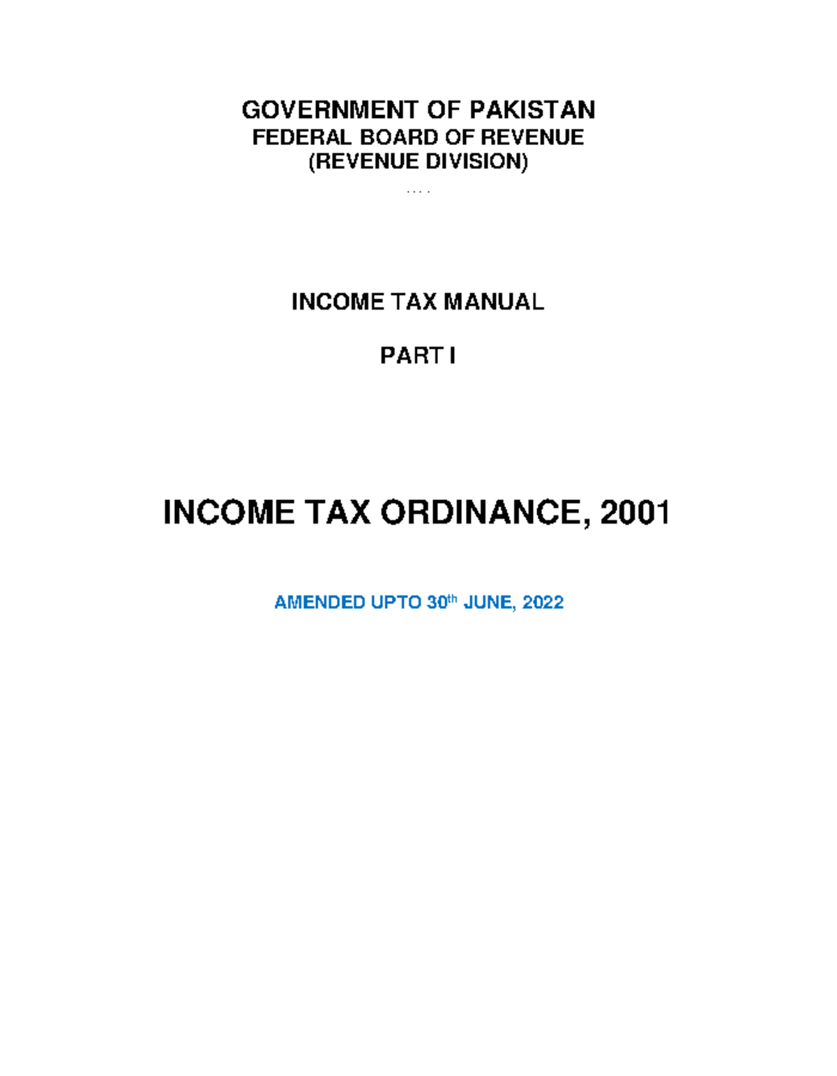 1-126 - GOVERNMENT OF PAKISTAN FEDERAL BOARD OF REVENUE (REVENUE ...