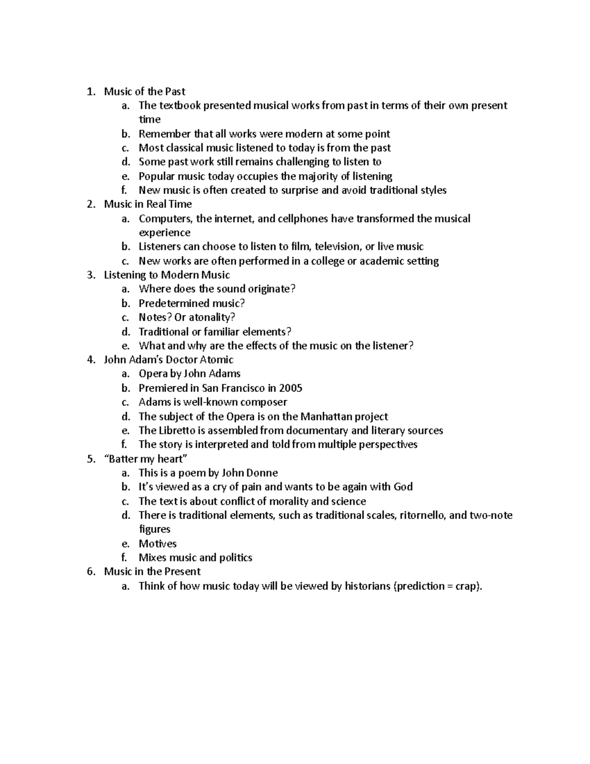 Music in Time Notes - Intro Music History - Music of the Past a. The ...