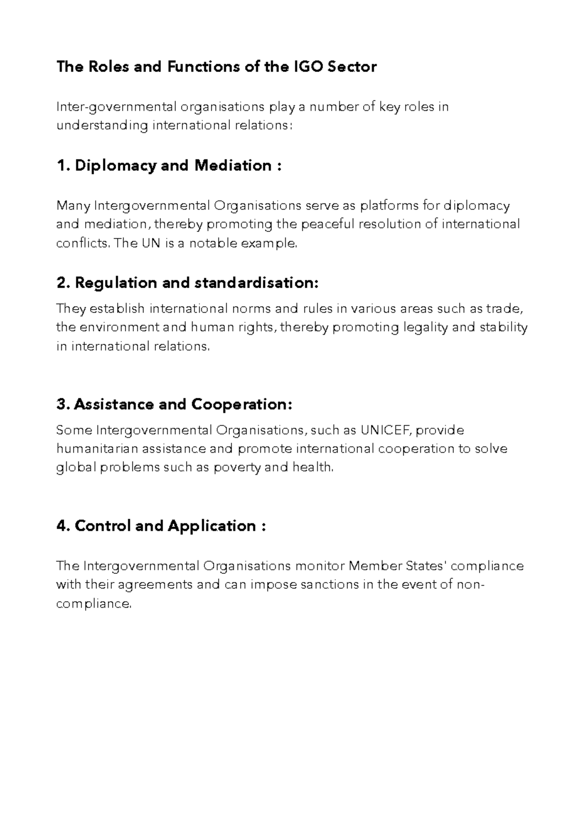Oral IOG - note du cours - The Roles and Functions of the IGO Sector ...