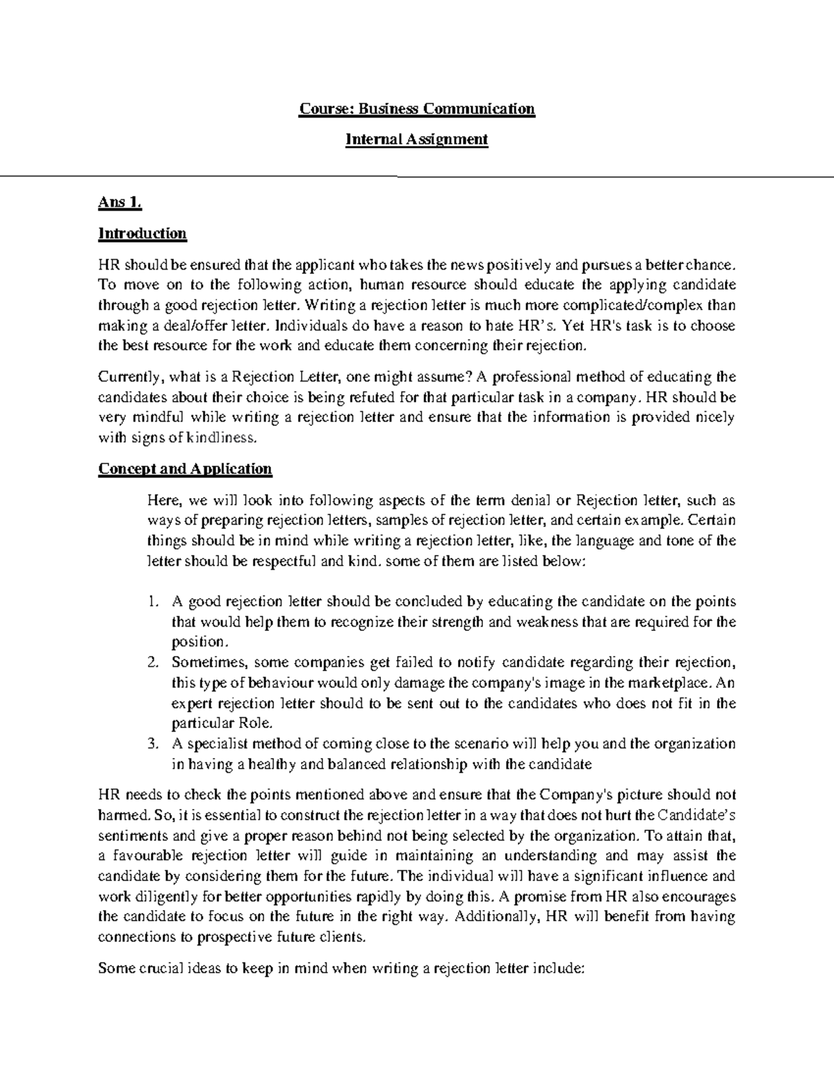 Business Communication - Course: Business Communication Internal ...