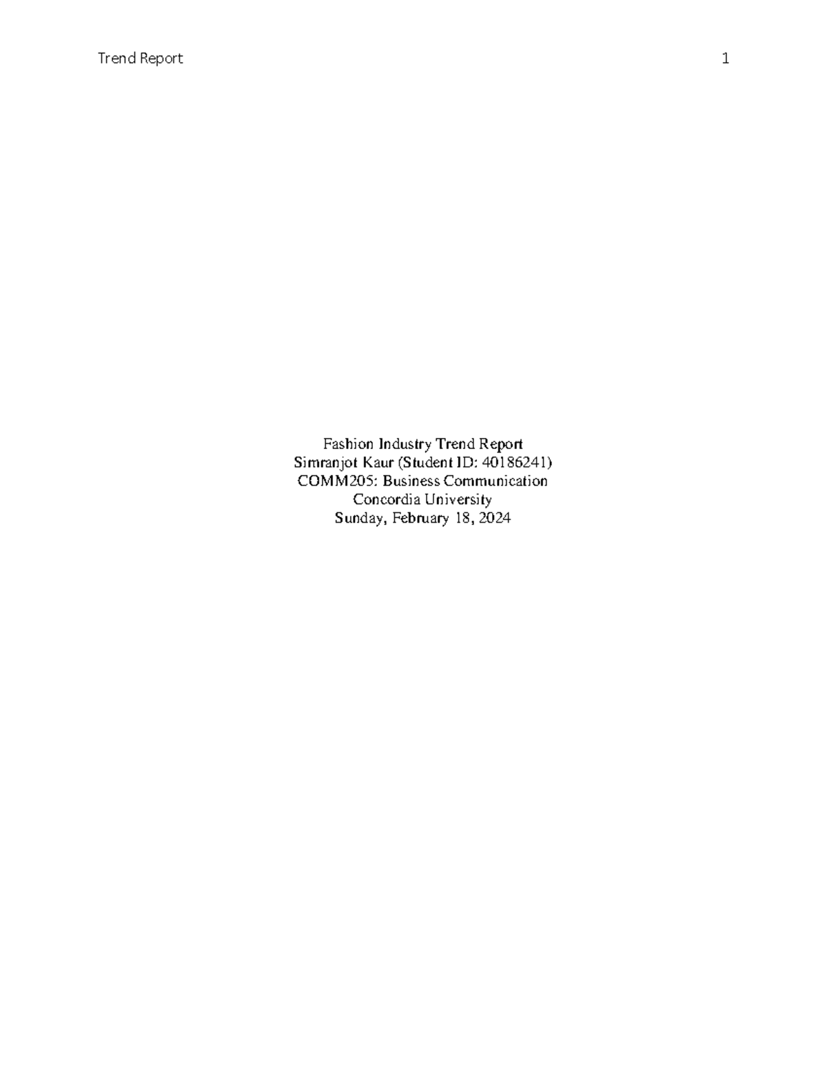 Trend Analysis Report - Fashion Industry Trend Report Simranjot Kaur ...