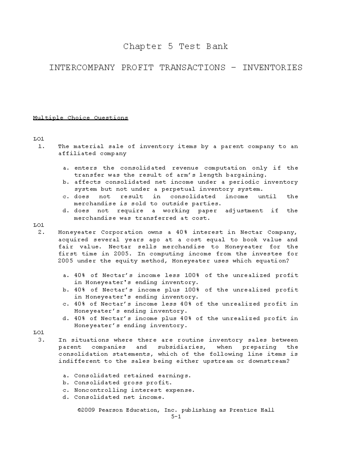 Advanced Accounting Chapter 5 Intercompany Profit Transactions ...
