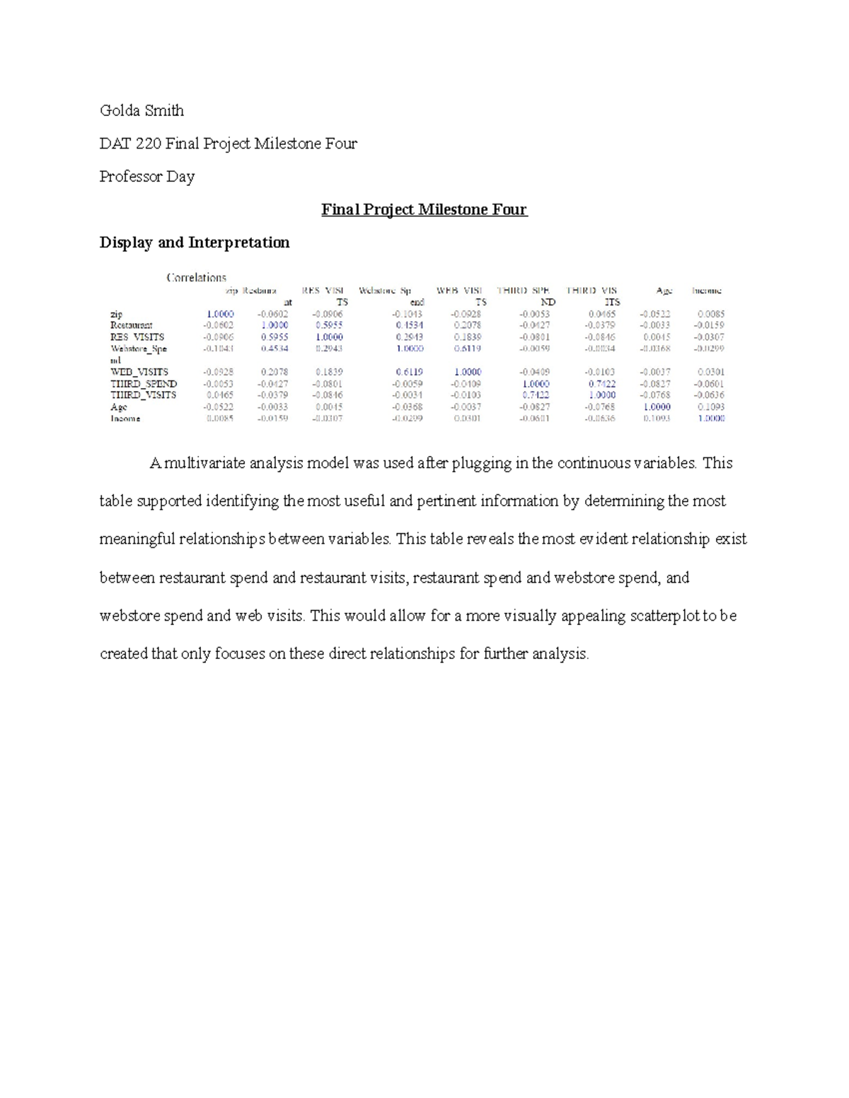 DAT 220 7-2 Final Project Milestone Four - Golda Smith DAT 220 Final ...