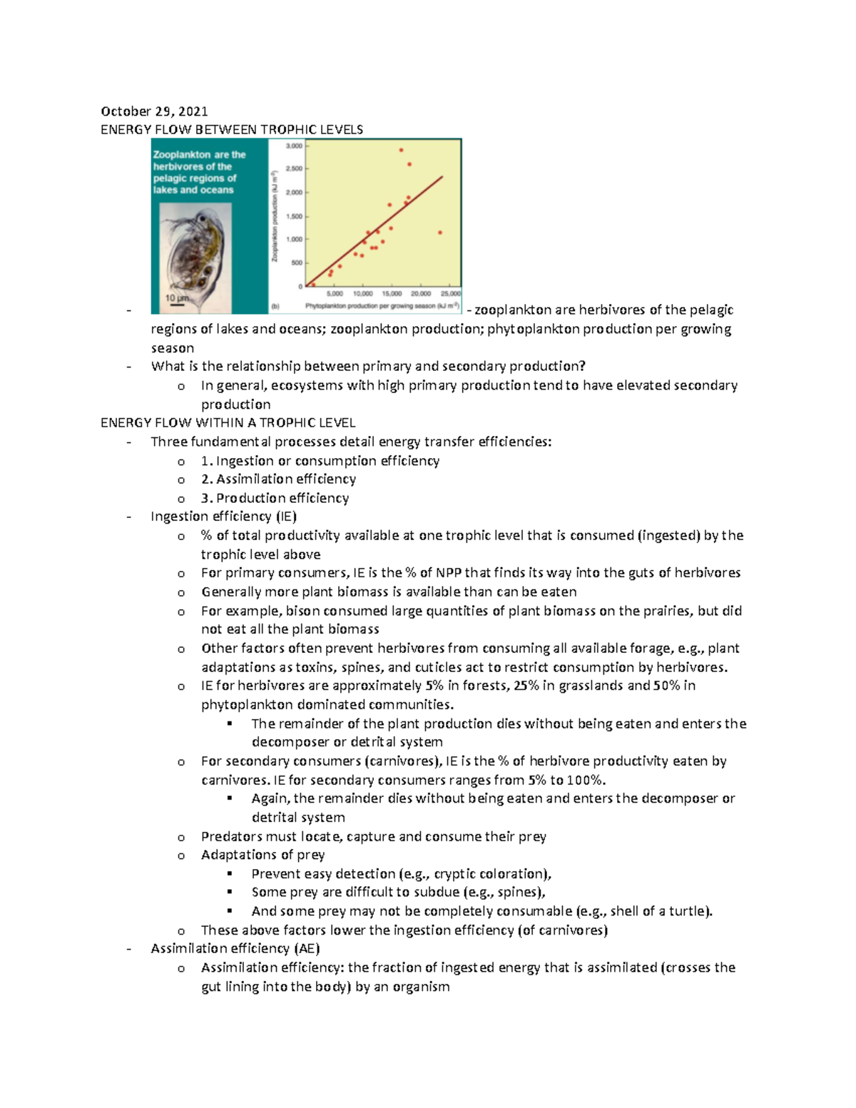 October 29 - energy flow between trophic levels, energy flow within a ...