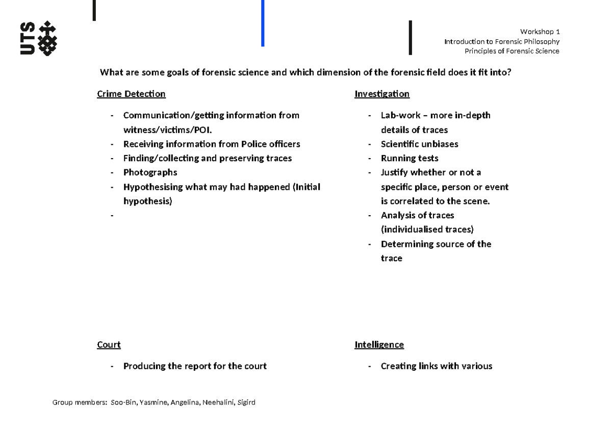 Worksheet -Introduction to Forensic Philosophy - Introduction to ...