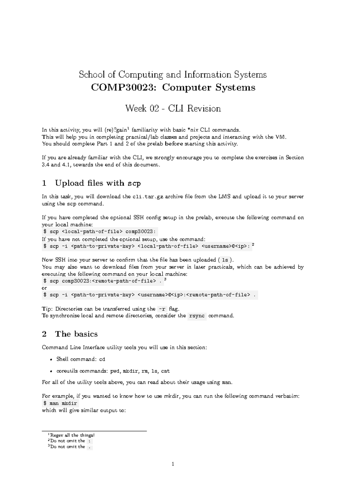 Prac02-cli - prac - School of Computing and Information Systems COMP30023: Computer Systems Week ...