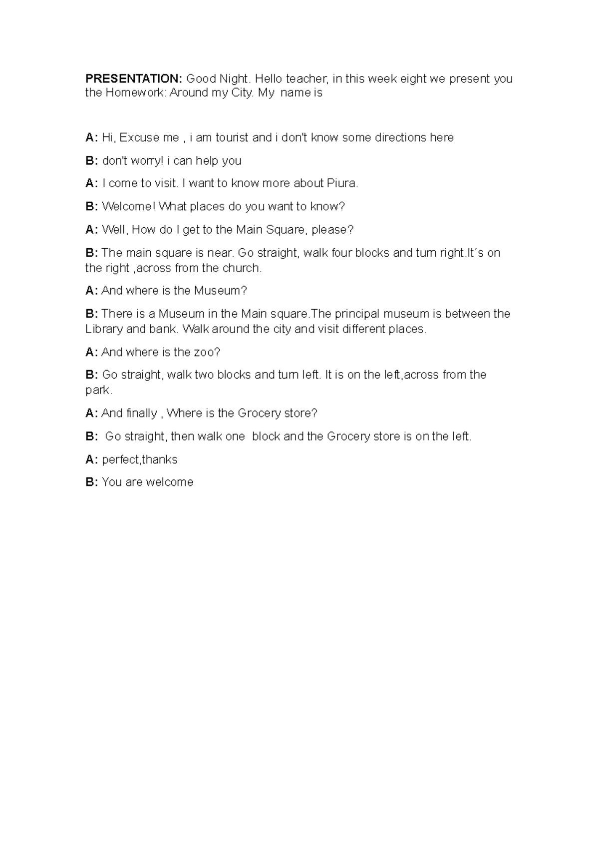 Ingles 2 semana 04 - PRESENTATION: Good Night. Hello teacher, in this ...