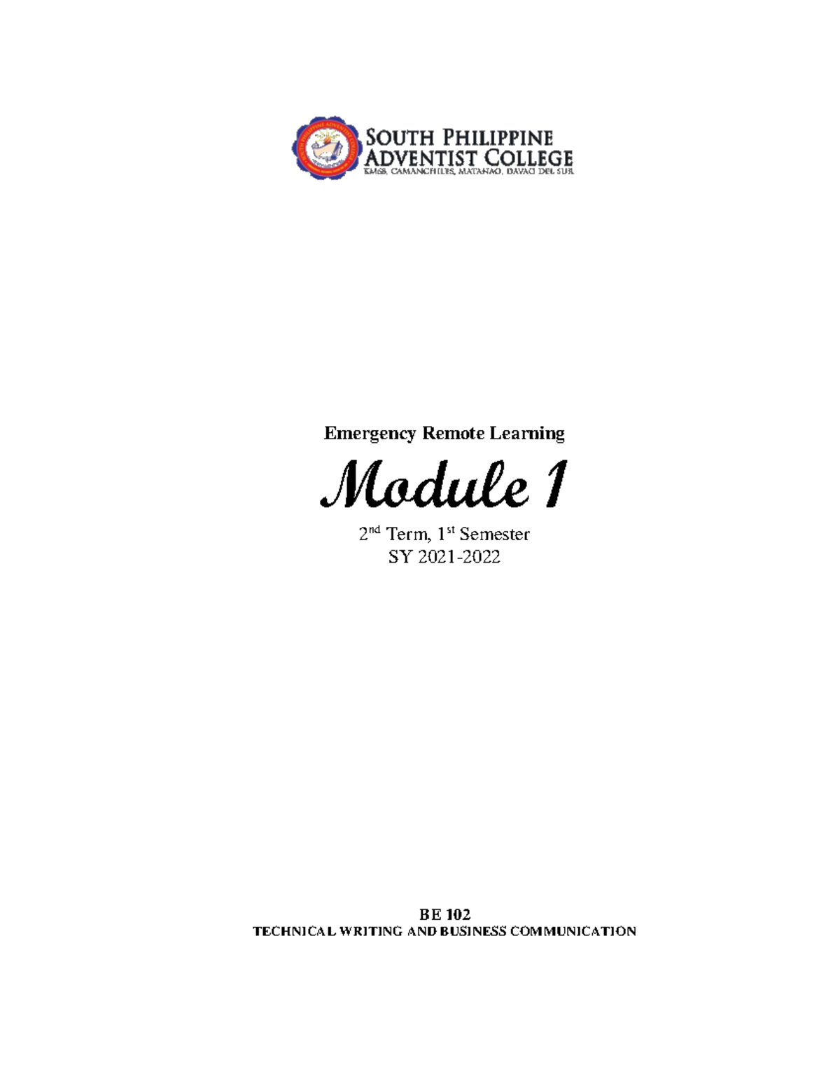 Module 1- Research paper - Emergency Remote Learning Module 1 2 nd Term ...