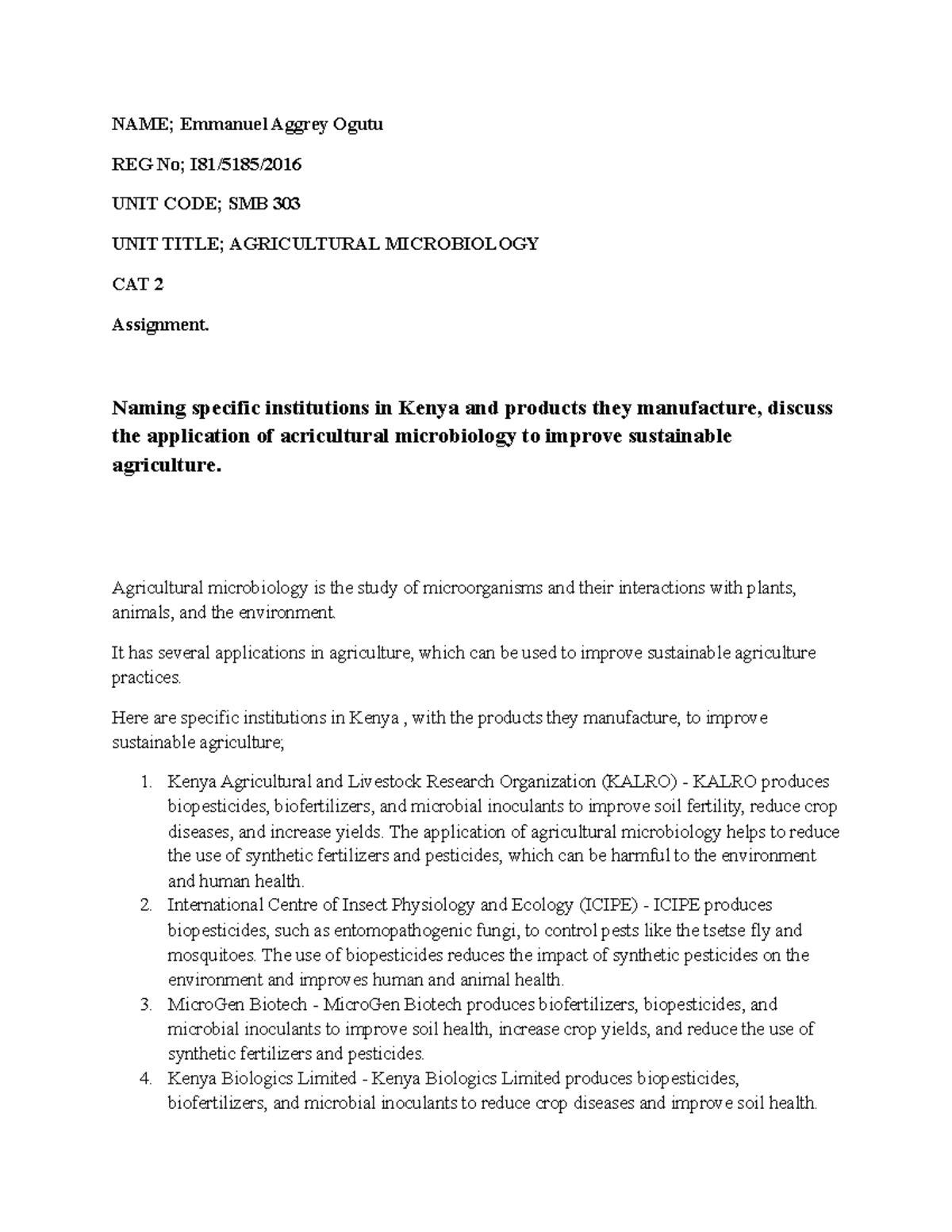 303 2 r - Short notes - NAME; Emmanuel Aggrey Ogutu REG No; I81/5185 ...