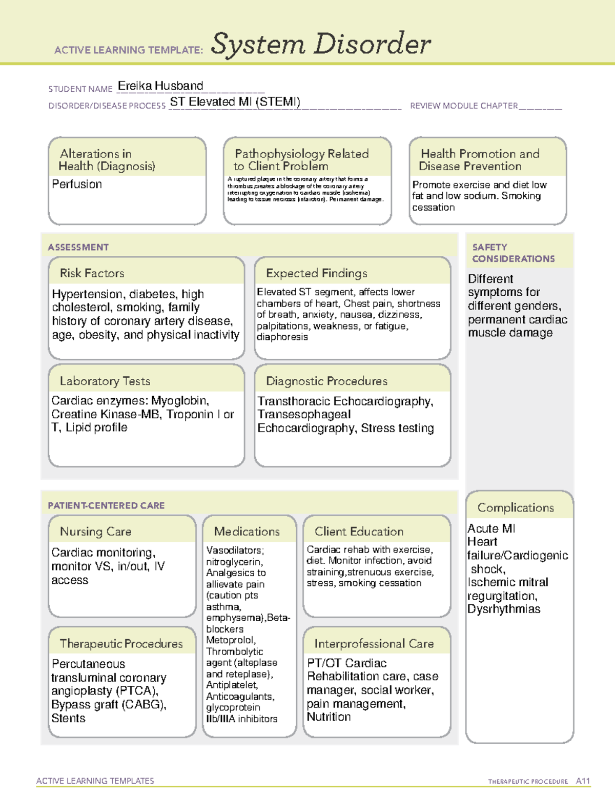 System Disorder - ACTIVE LEARNING TEMPLATES TherapeuTic procedure A ...