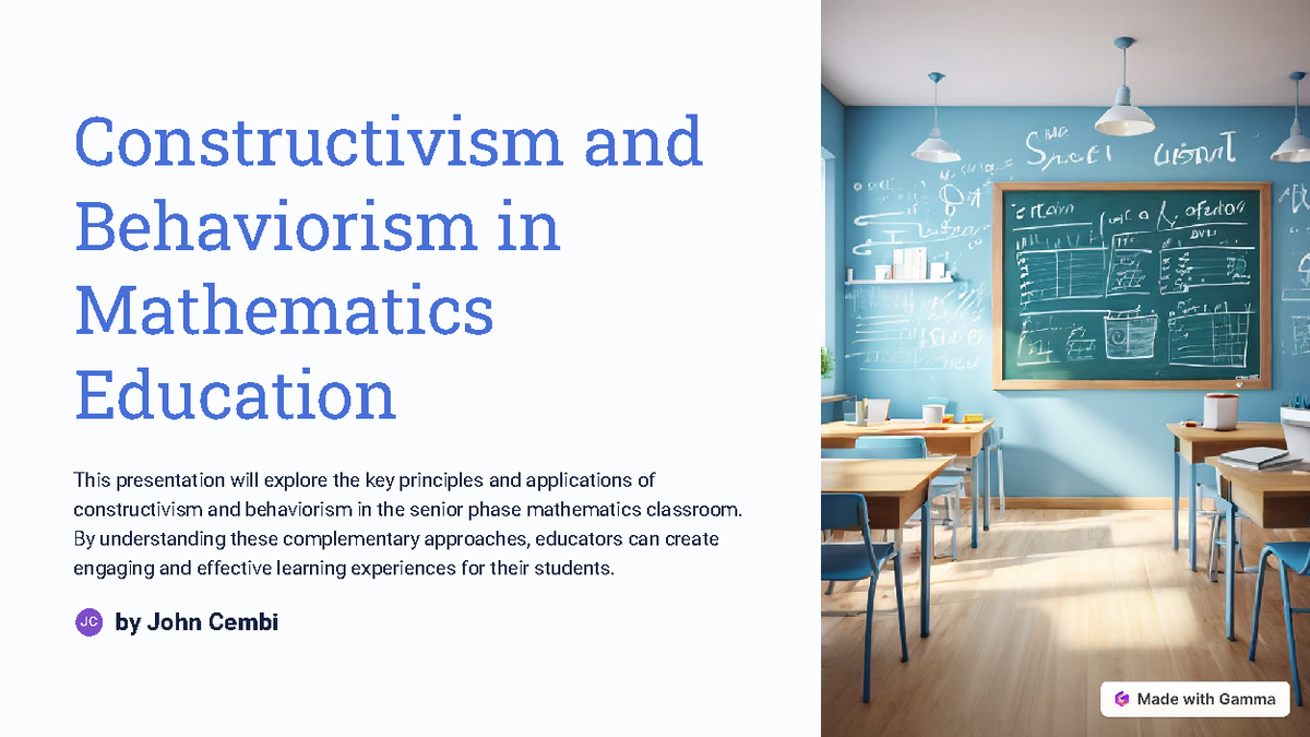 Constructivism and Behaviorism in Mathematics Education - Constructivism and Behaviorism in ...