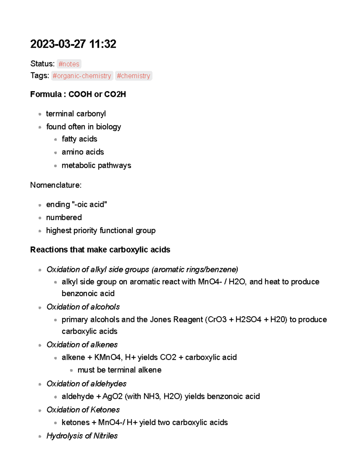 Carboxylic Acid - 2023-03-27 11: Status: #notes Tags: #organic ...
