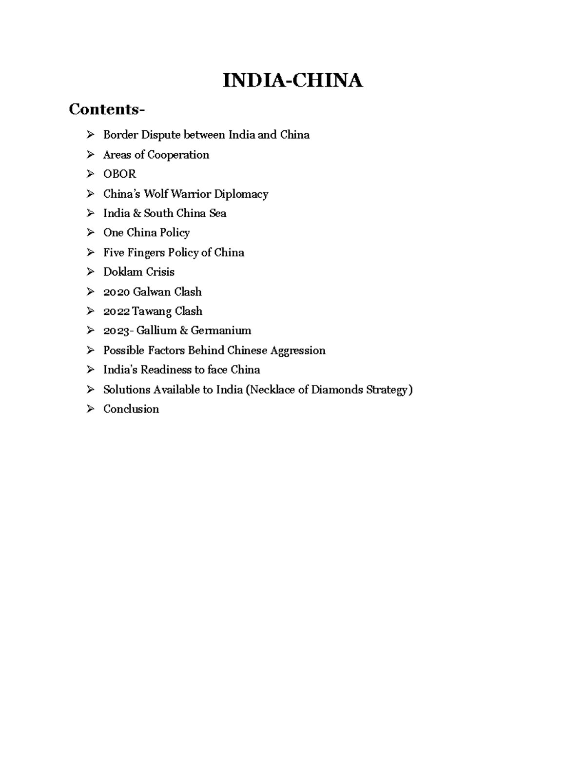 Ind-China 2 - About India china relations - INDIA-CHINA Contents ...