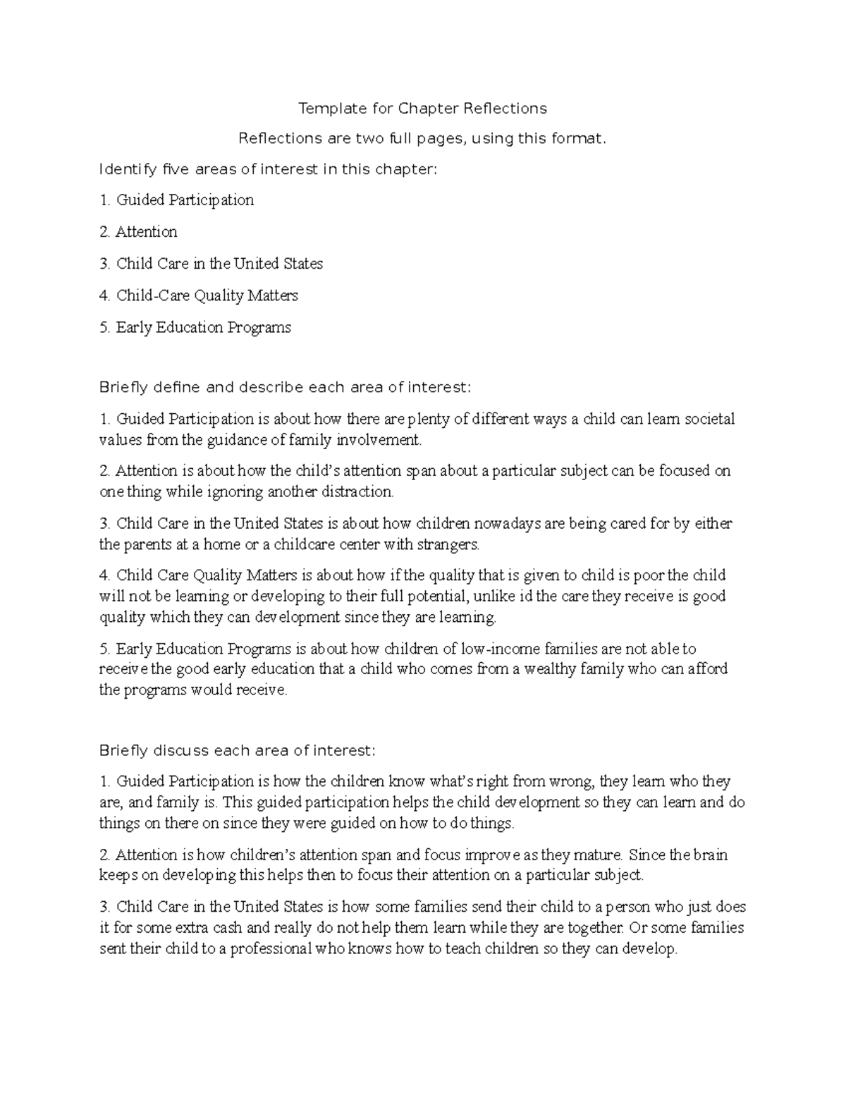 Ch 8 Template for Chapter Reflections Spring 2021-1 - Template for ...