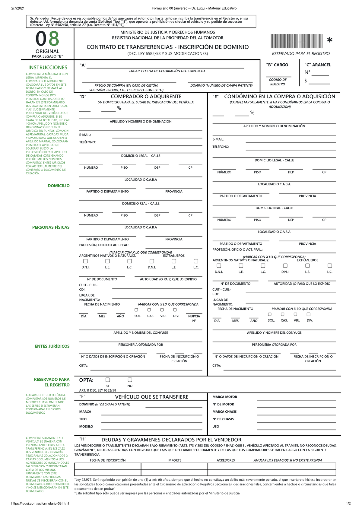 Formulario 08 (anverso) - Dr. Luqui - Material Educativo - 2/7/2021 ...