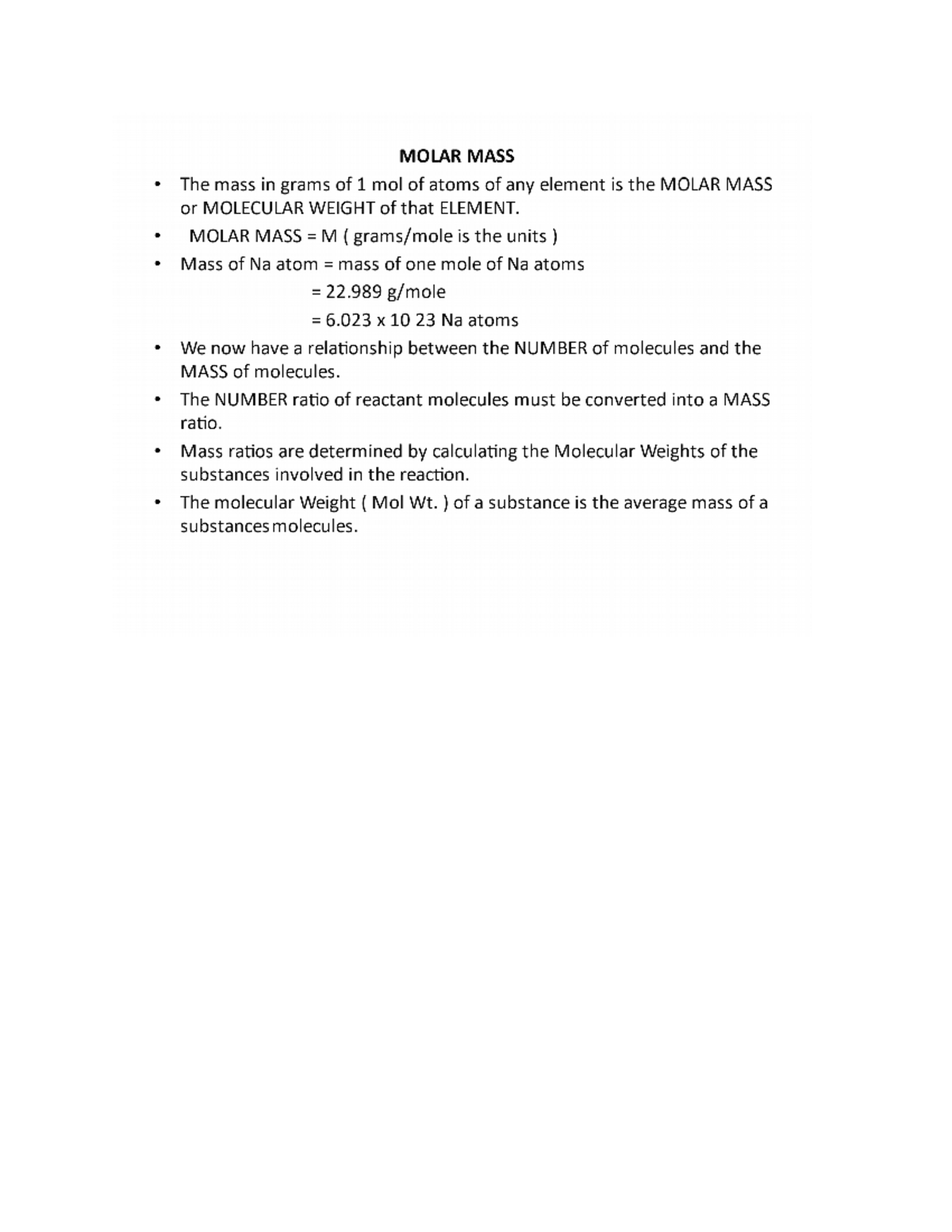 Ch.7- molar mass - These are lecture visual summaries for the course ...