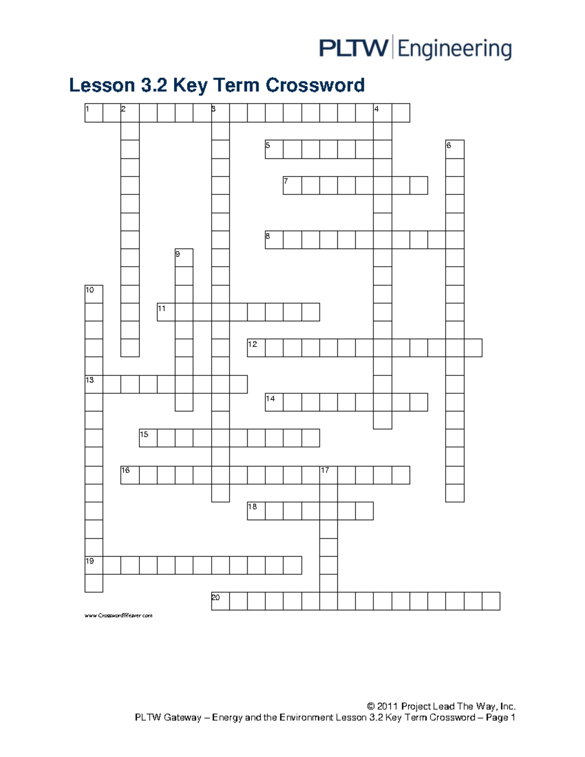 Unit3 - djdjjdjdjdjd - © 2011 Project Lead The Way, Inc. Lesson 3 Key Term Crossword - © 2011 ...