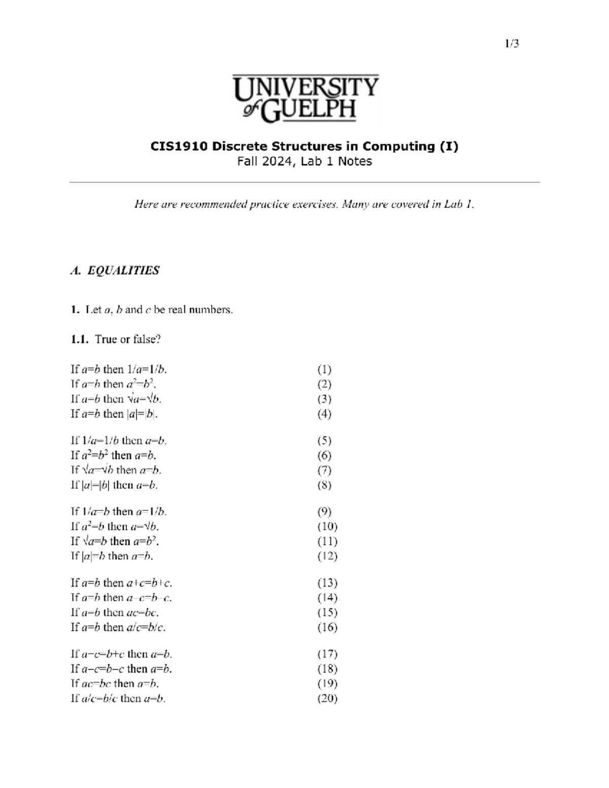 Lab1 - CIS 1910 (0101) F24 - Discrete Structures in Comp I - UNIVERSITY ...