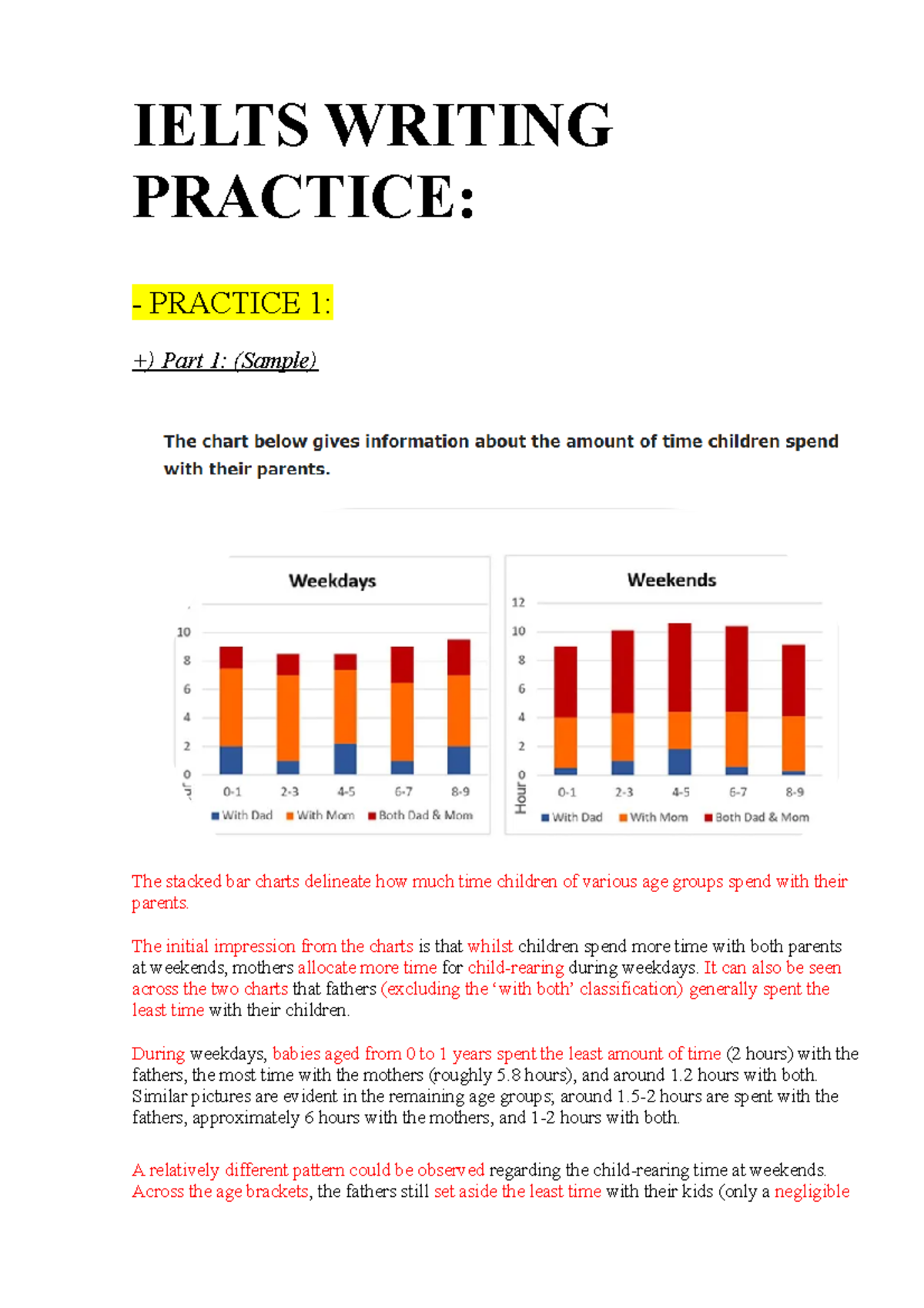 Ielts Writing Practice - IELTS WRITING PRACTICE: - PRACTICE 1: +) Part ...