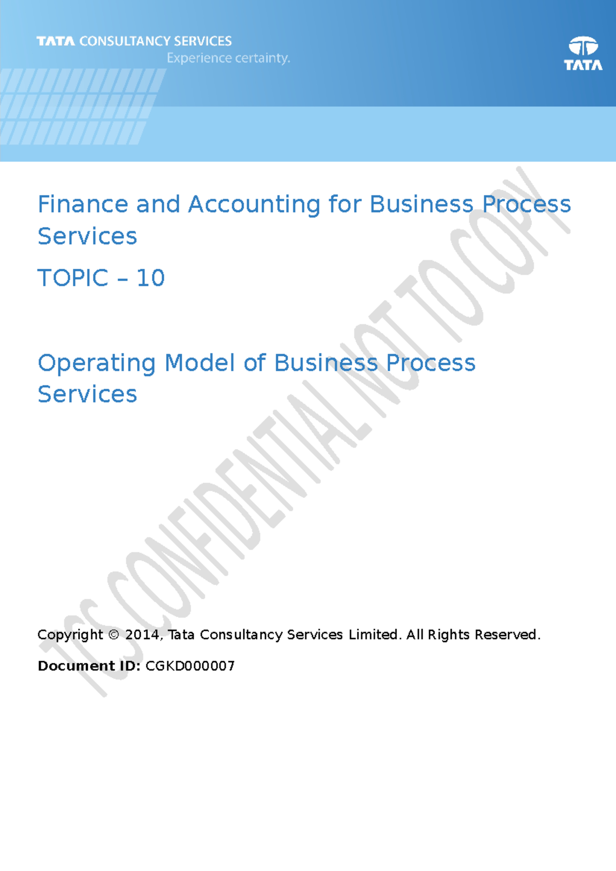 Operating Model of Business Process Service 10 Operating Model of ...