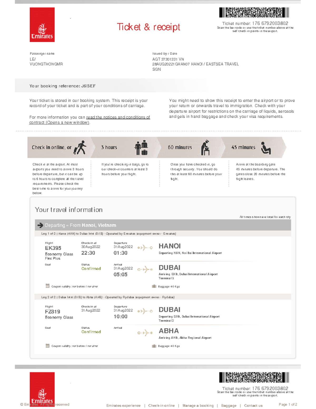 Emirates ETicket - Đfffcc - Ticket & receipt Your ticket is stored in ...