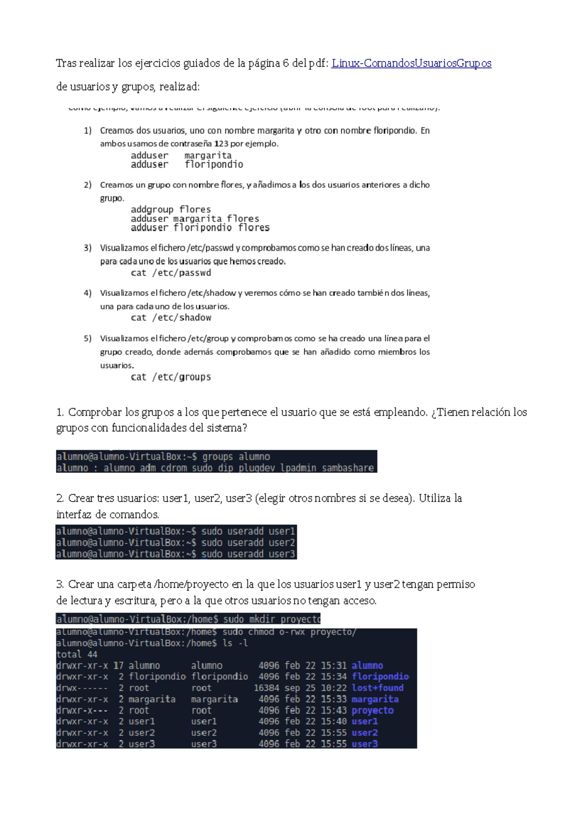 Ejercicio 1grupos - Tras realizar los ejercicios guiados de la página 6 del pdf: - Studocu