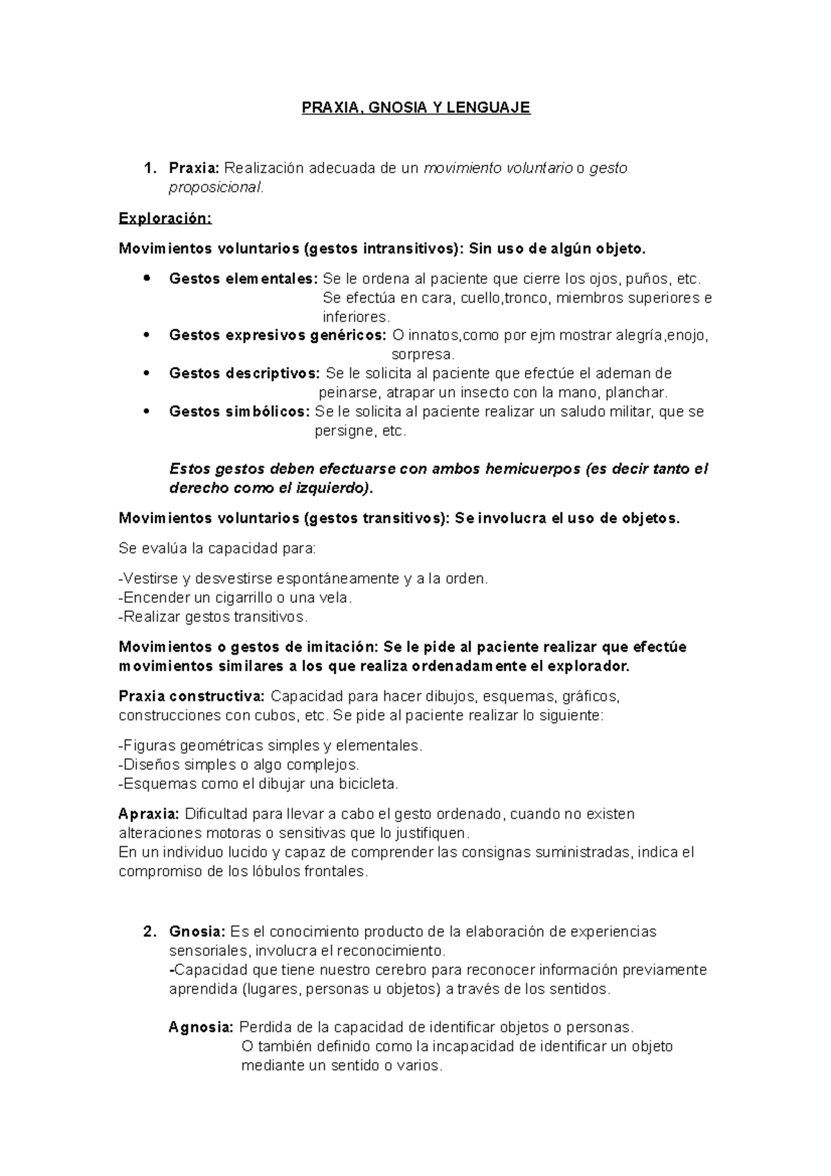 Lenguaje , praxia y gnosia - Semiología Médica - PRAXIA, GNOSIA Y ...