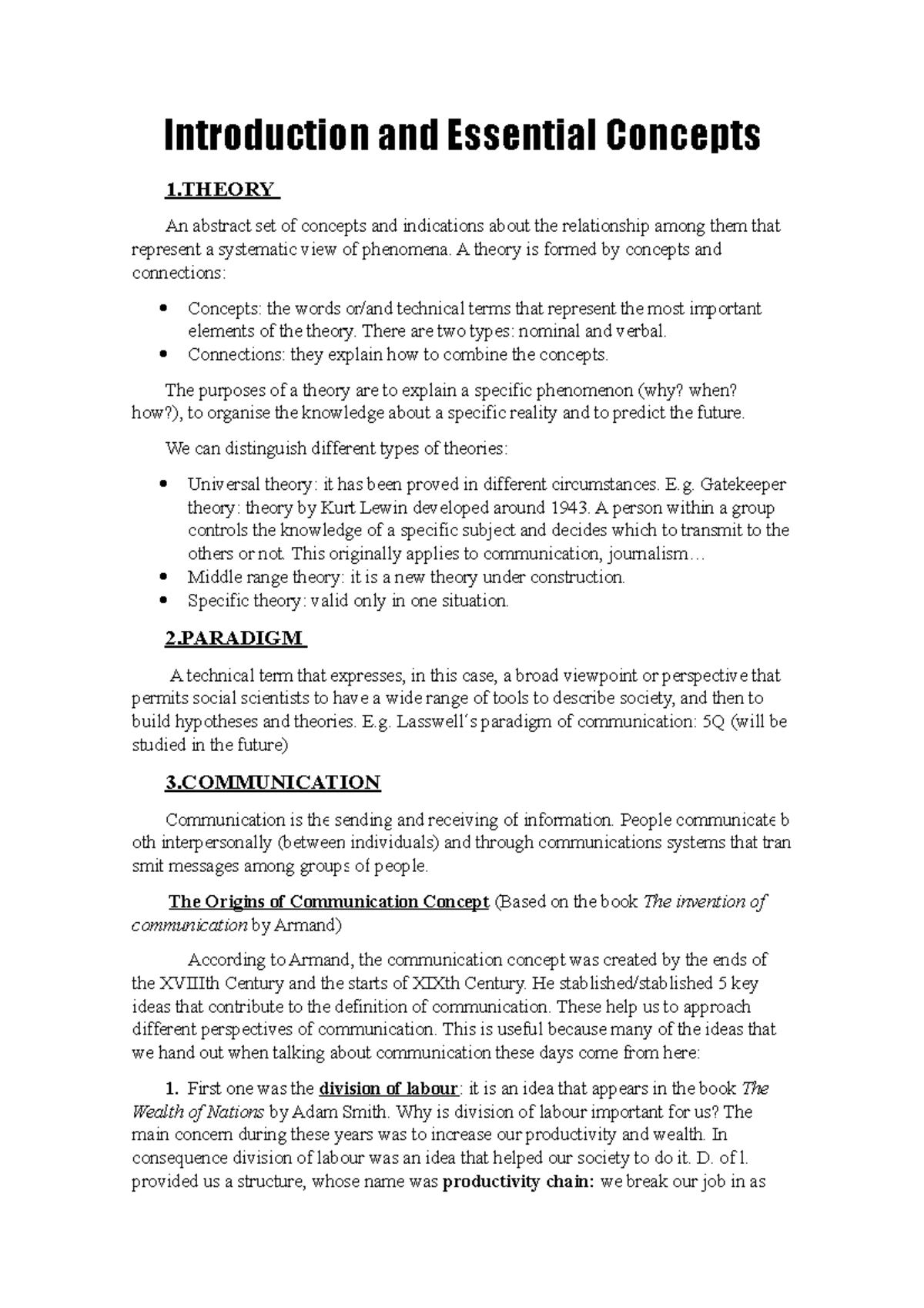 1 Introduction and Essential Concepts - A theory is formed by concepts ...