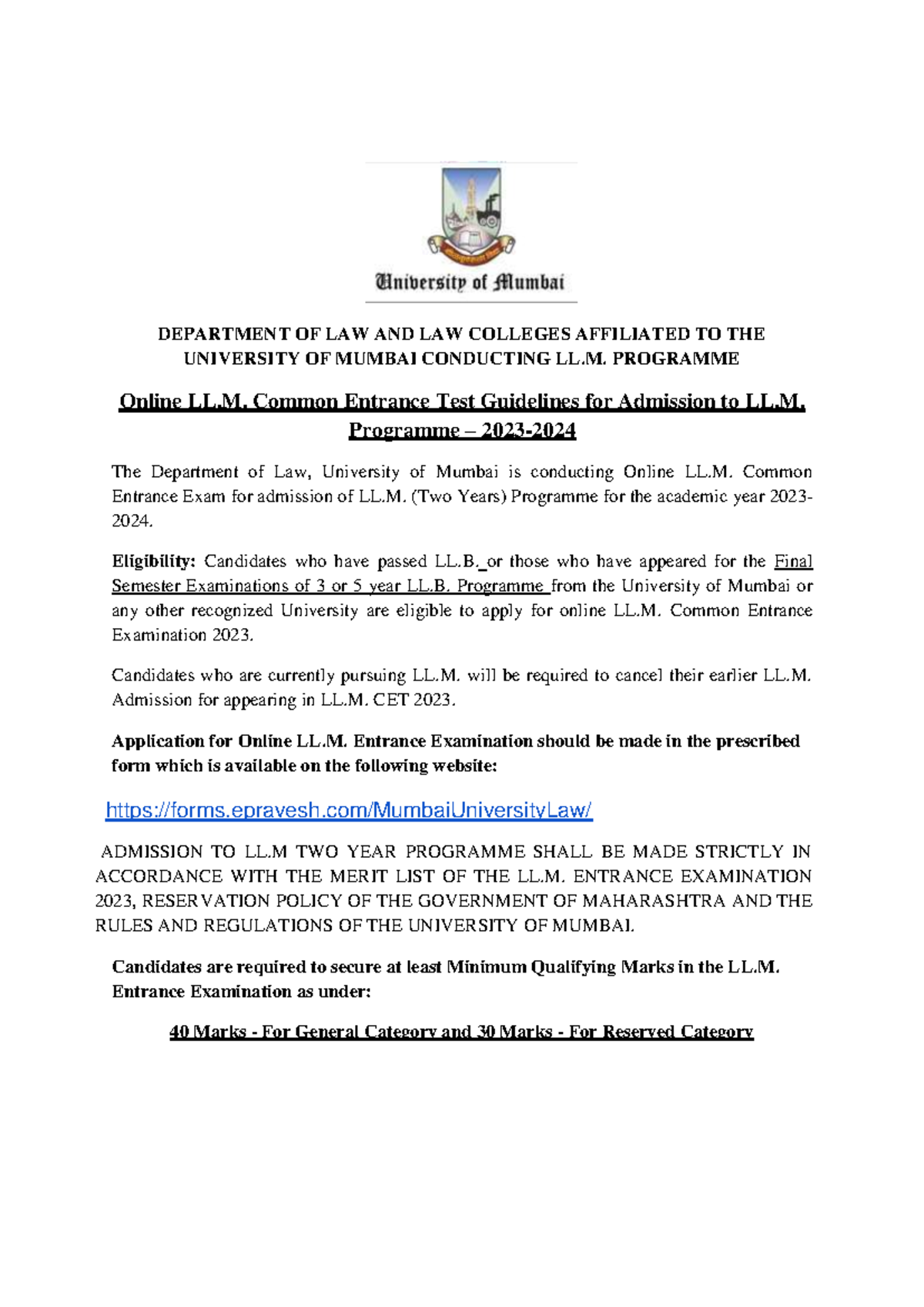 LL - Summary - DEPARTMENT OF LAW AND LAW COLLEGES AFFILIATED TO THE UNIVERSITY OF MUMBAI ...