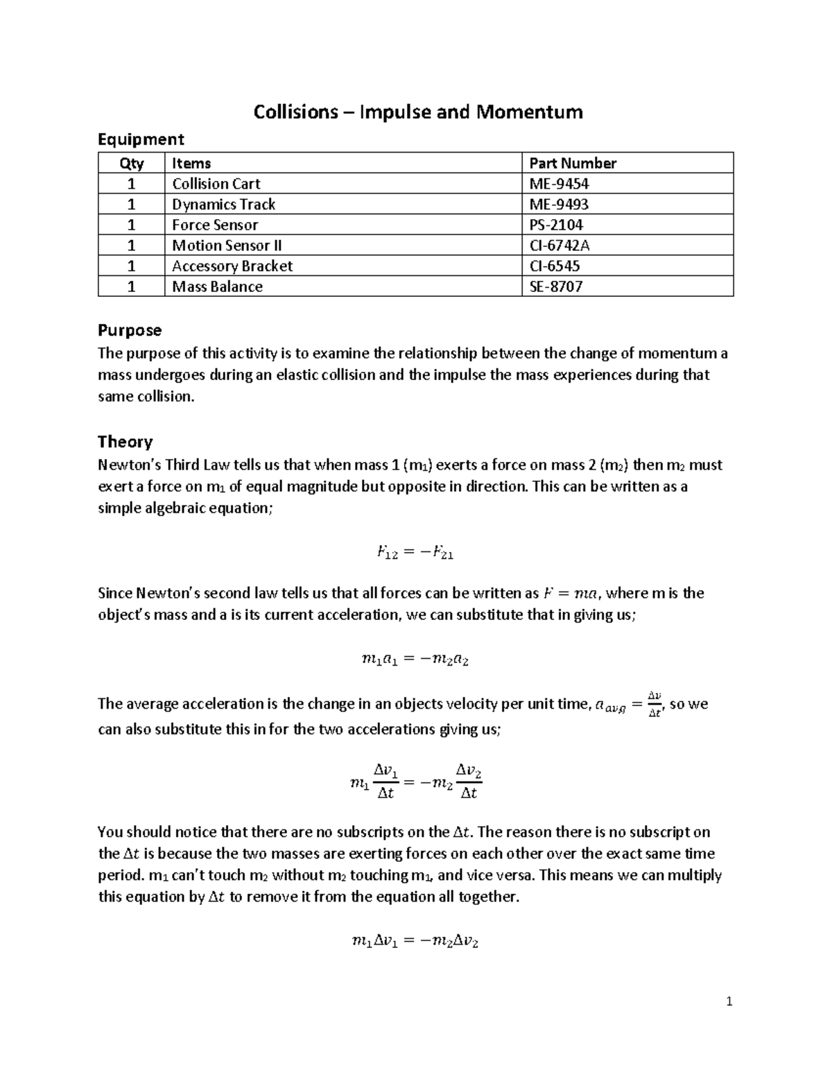Collisions - Impulse & Momentum 1611 Edited 8 - Collisions – Impulse ...