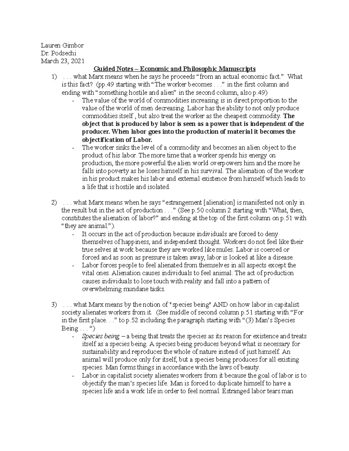 Guided notes- econ and phil manu - Lauren Gimbor Dr. Podsechi March 23 ...
