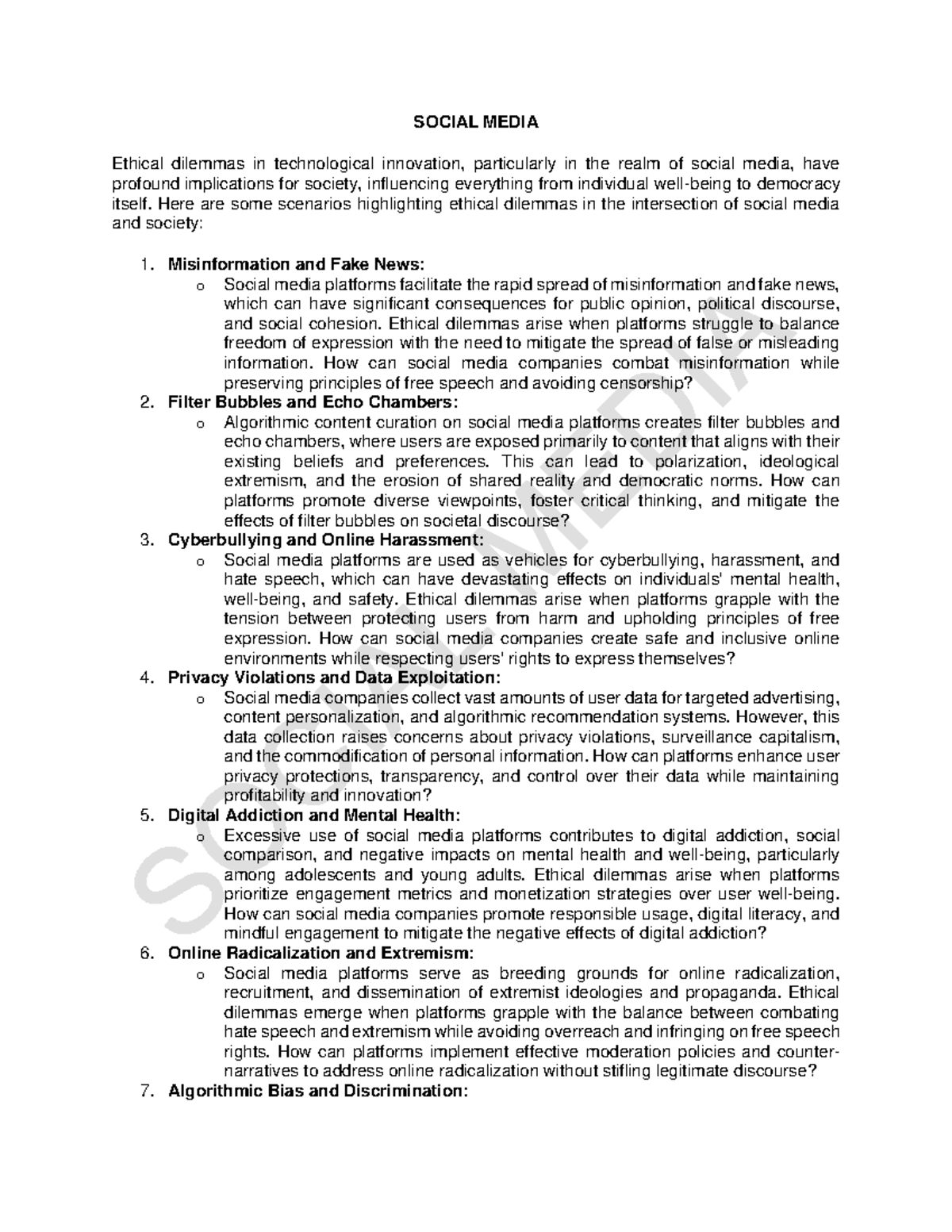 Social Media - SOCIAL MEDIA Ethical dilemmas in technological ...