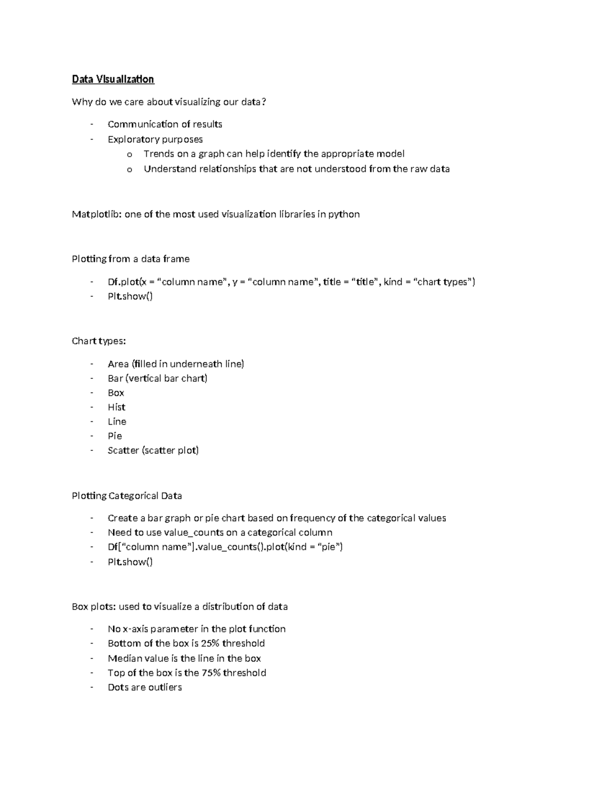 Data Visualization - exam 2 notes - Data Visualization Why do we care ...