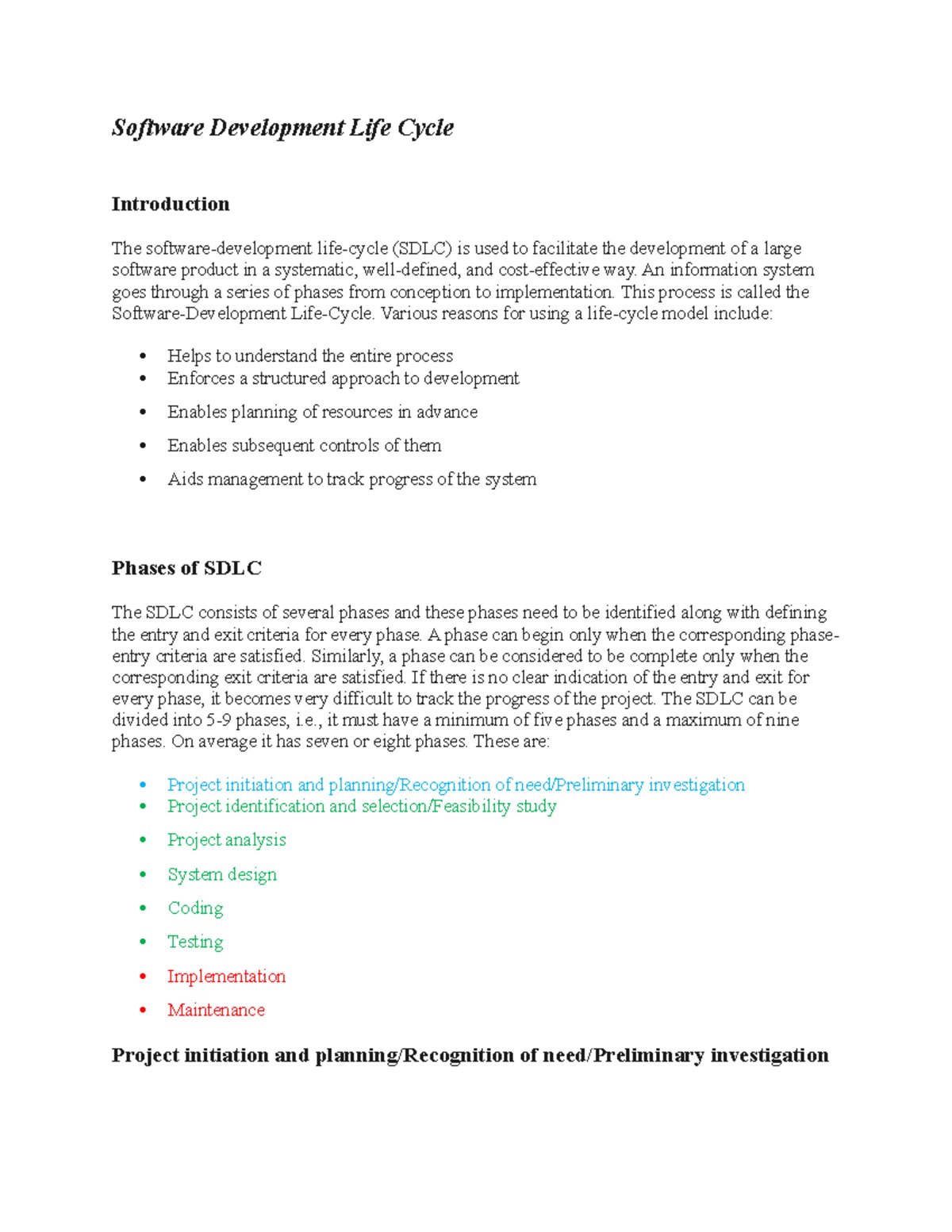 Phases of SDLC - bs-IT - Software Development Life Cycle Introduction ...
