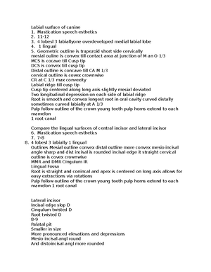 Lecture 3.2 Anatomical landmarks of the crown II - Crown depressions ...