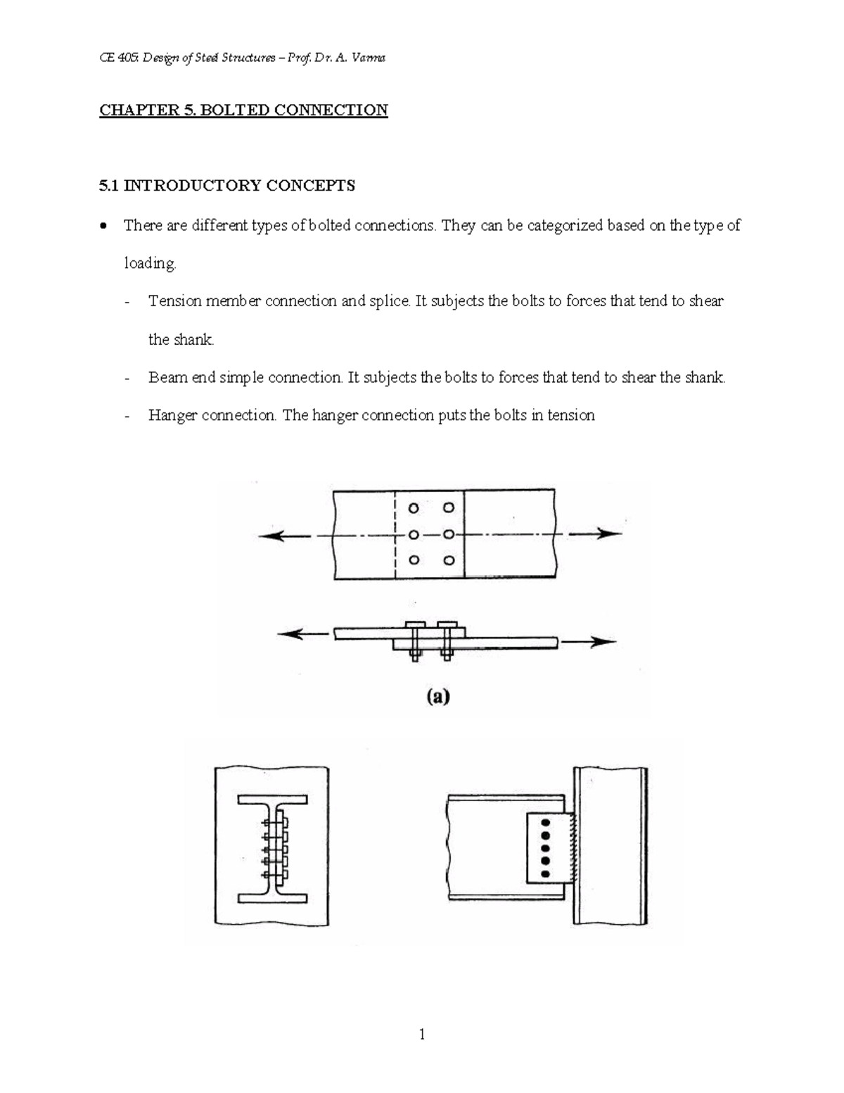 Chap5 - ..... - CHAPTER 5. BOLTED CONNECTION 5 INTRODUCTORY CONCEPTS There are different types ...