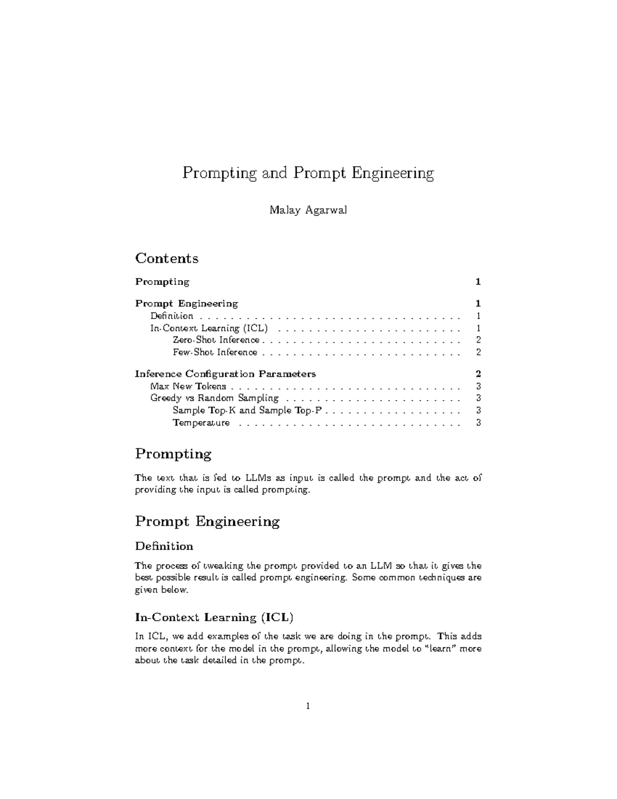 Prompting and Prompt Engineering - ................................. 1 ...