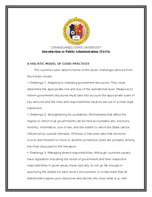 Intro to Public Administration. Module 1 - I. UNIT TITLE/CHAPTER TITLE UNDERSTANDING PUBLIC ...