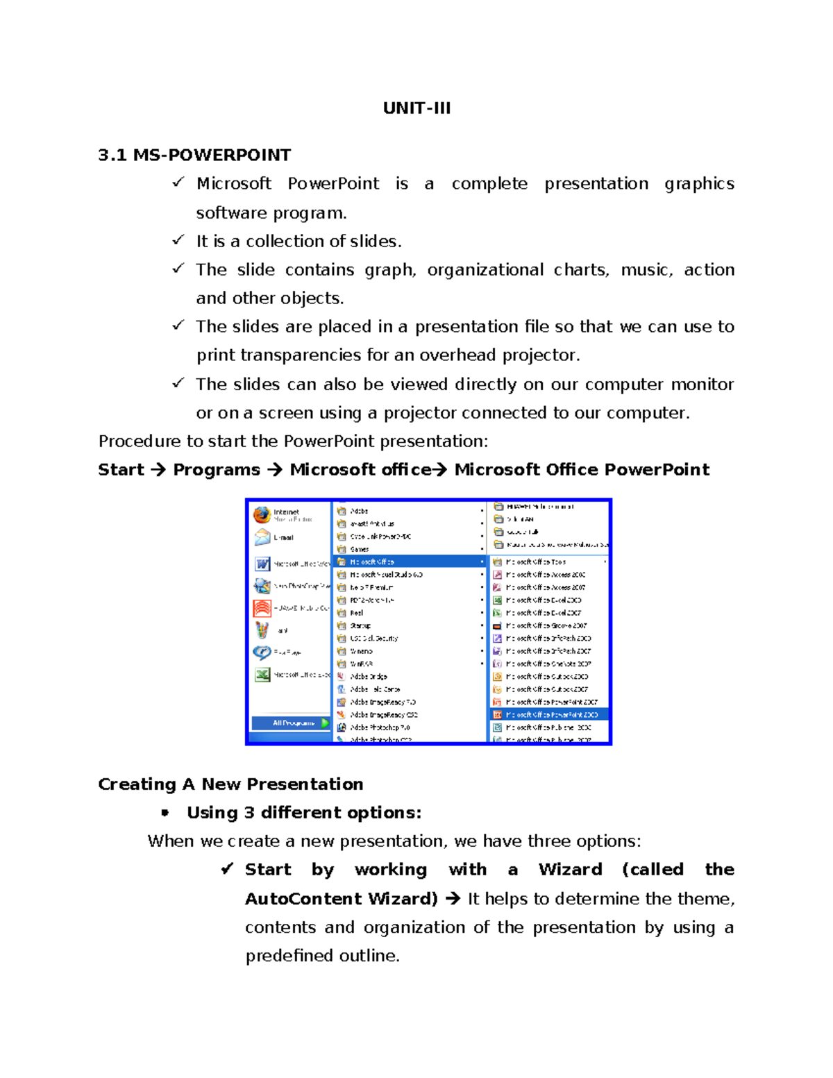 UNIT III - savdcwages - UNIT-III 3 MS-POWERPOINT Microsoft PowerPoint ...