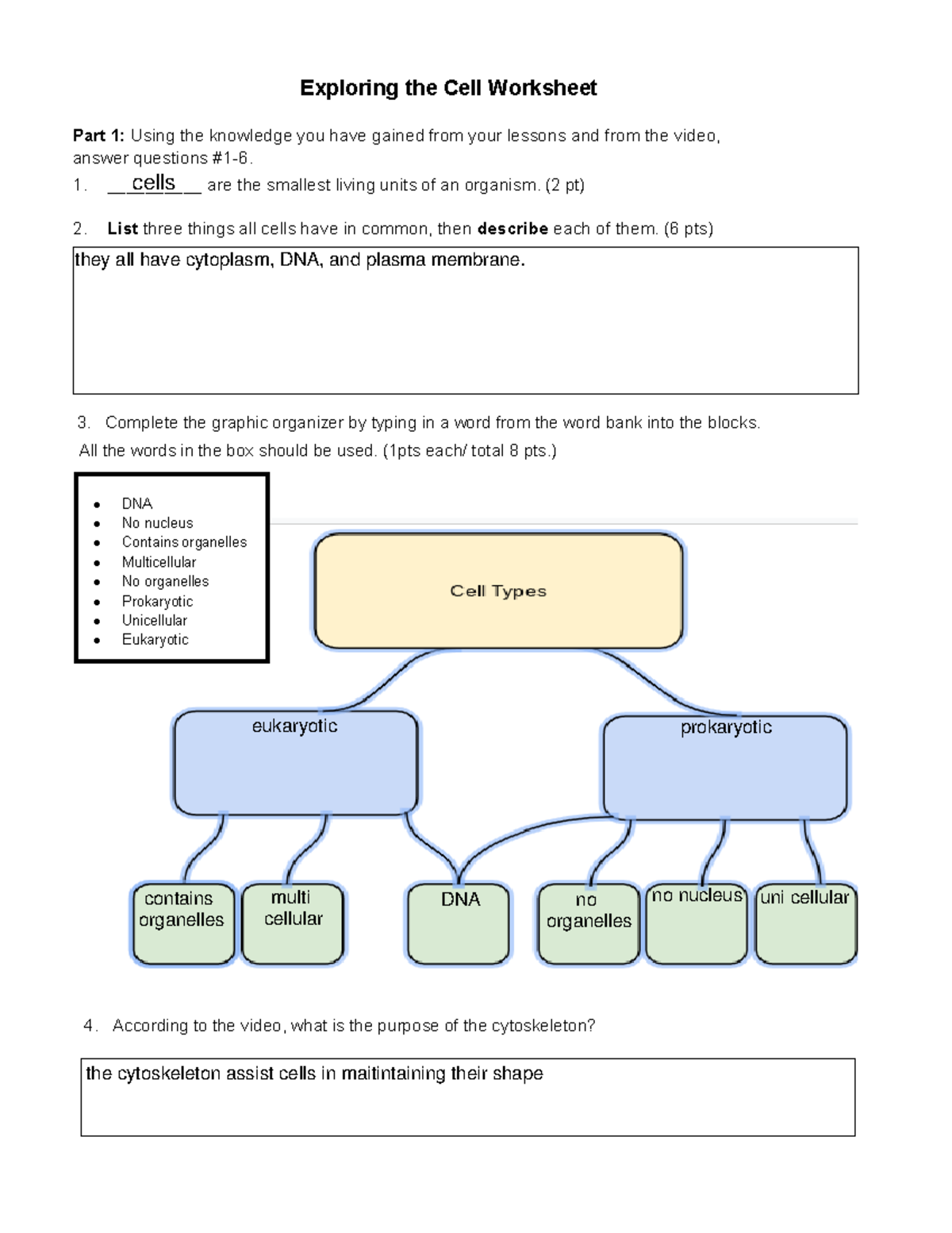 Exploring+the+Cell+Lab Student+worksheet - Exploring the Cell Worksheet Part 1: Using the ...